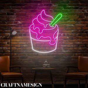 Ice Cream Cup Led Sign, Ice Cream Dessert Neon Sign, Custom Neon Led ...