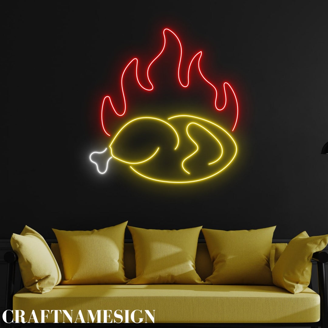 Fire Chicken Neon Sign, Toast Chicken Led Sign, Custom Neon Sign ...