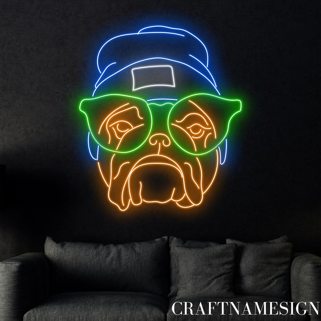 Cool Bulldog Neon Sign, Bulldog Led Sign, Custom Neon Sign, Bulldog ...