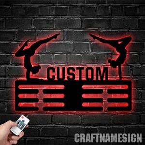 Custom Metal Gymnastics Medal Hanger Wall Art Led Light, Gymnastics ...