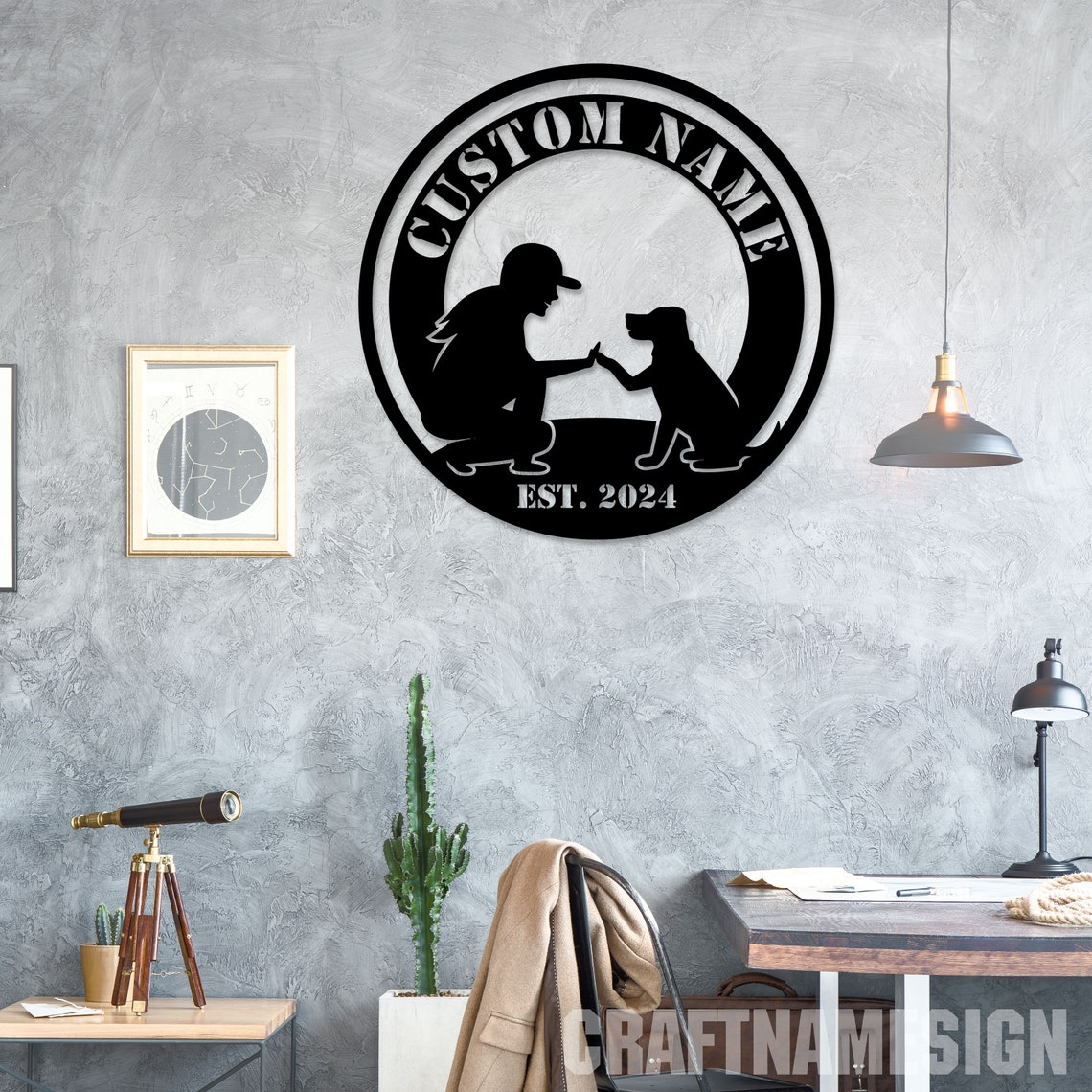 Custom Trainer Dog Metal Wall Art LED Light, Personalized Trainer Dog ...