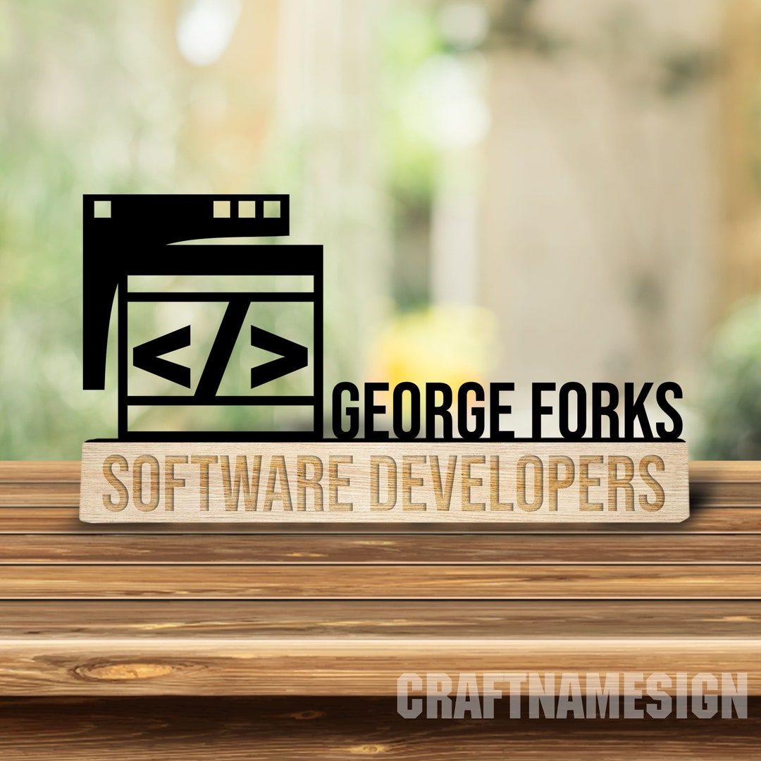 Custom Wooden Software Engineering Desk Name Plate, Developer Metal ...