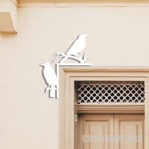 Crow on Branch Door Corner Metal Wall Art, Black Raven on Branch Door ...