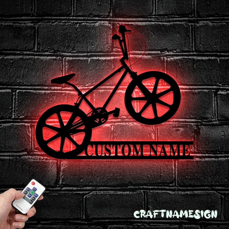Custom BMX Bike Metal Wall Art LED Light Personalized - Etsy