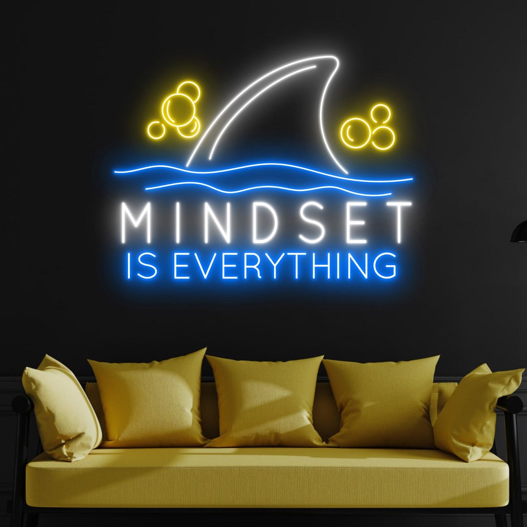 Mindset is Everything Neon Sign, Mindset Fish Shark Sign, Custom Neon ...