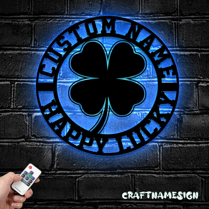 Custom Four Leaf Clover Metal Wall Art Led Light Personalized - Etsy