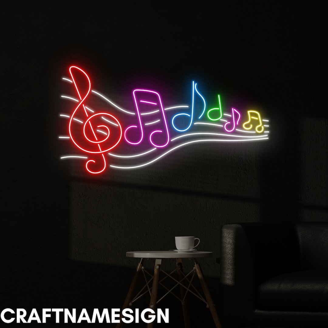 Musical Note Led Sign, Musical Note Neon Sign, Custom Neon Sign, Music ...