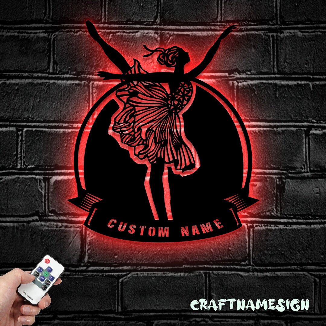 Custom Modern Dance Metal Wall Art LED Lights | Personalized Girl ...