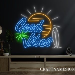 Good Vibes Neon Sign, Beach Party Led Sign, Custom Neon Sign, Sunrise ...