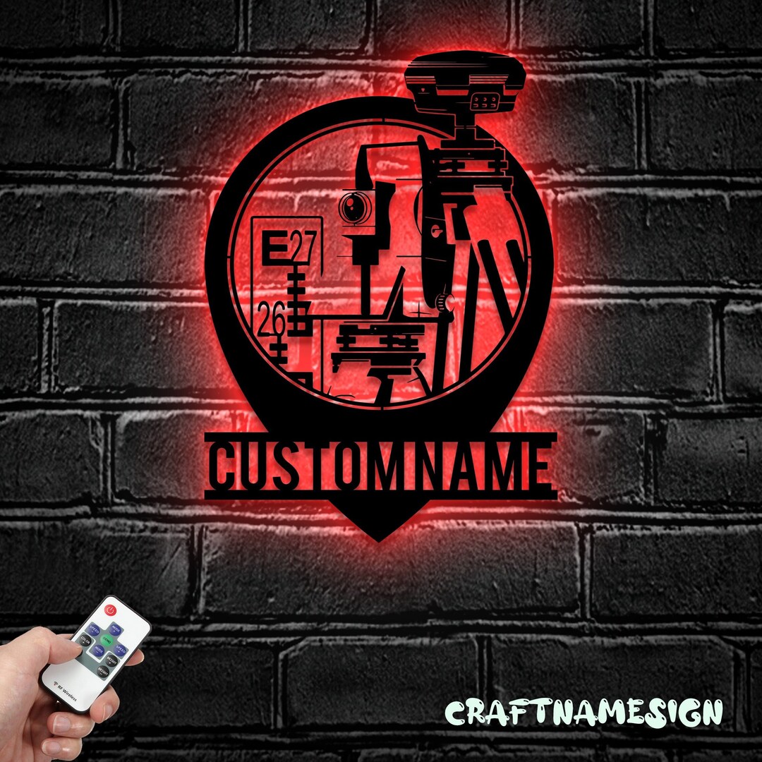Custom Surveyor Engineer Metal Wall Art Led Light Personalized Geodetic ...