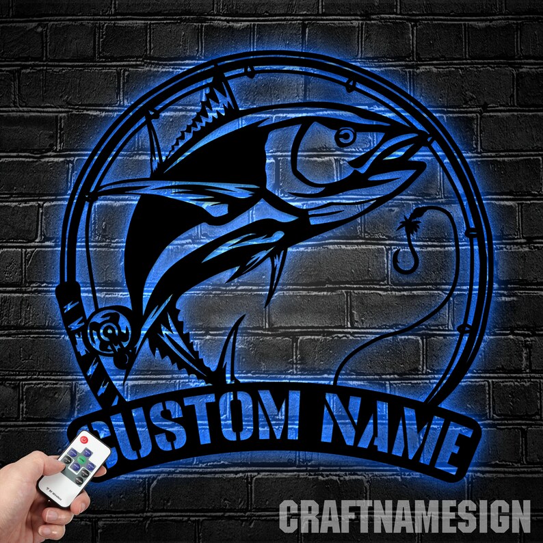 Custom Tuna Fish Metal Sign, Tuna Fish Metal LED Decor, Personalized ...