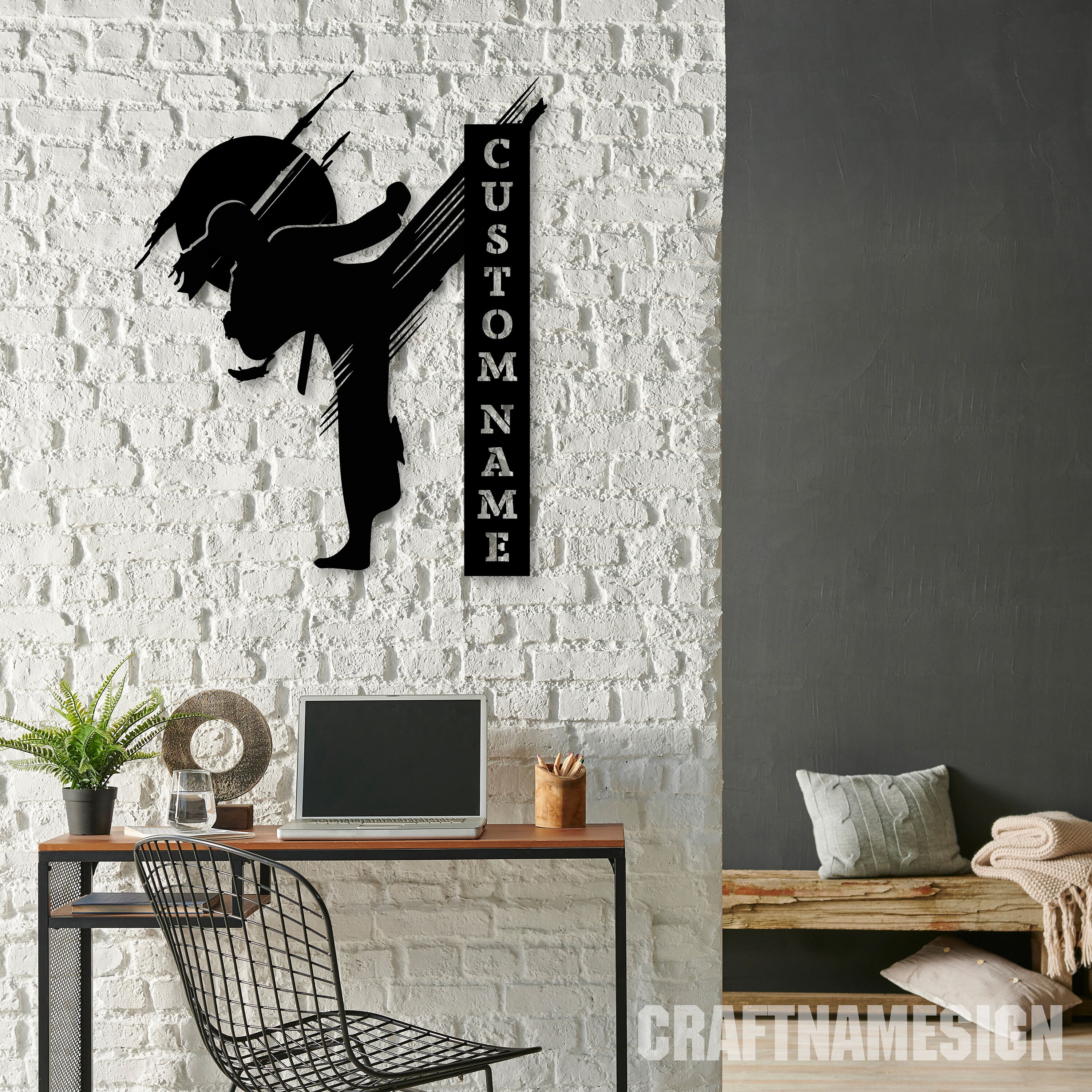 Custom Girl Karate Martial Arts Metal Wall Art With LED Light ...