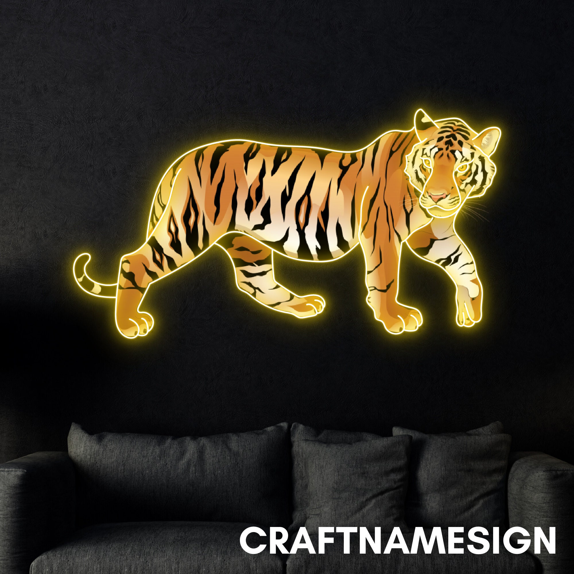Tiger Neon Acrylic Print Sign, Tiger Led Light Sign, Custom Neon Sign ...