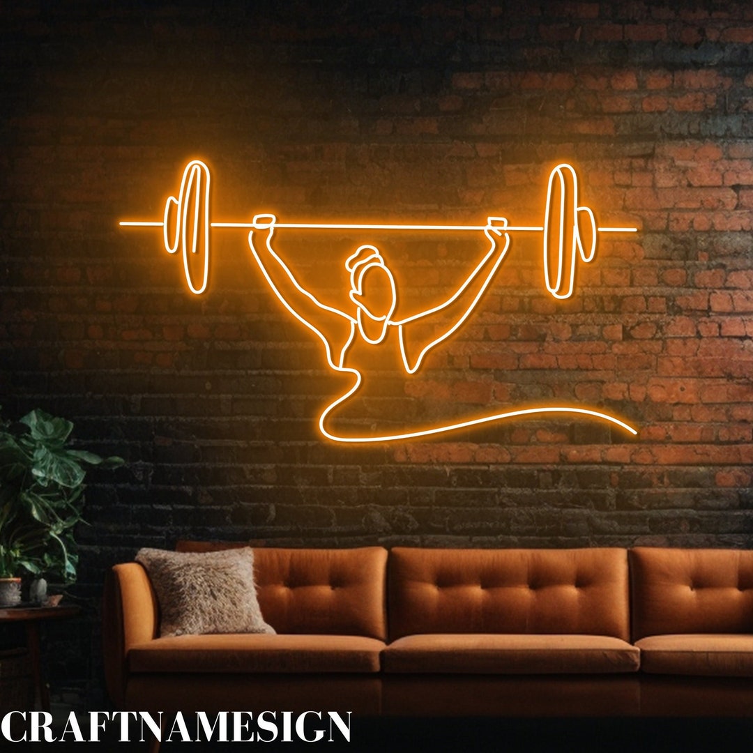 Female Weight Lifting Neon Sign, Woman Weight Lifter Led Sign, Custom ...