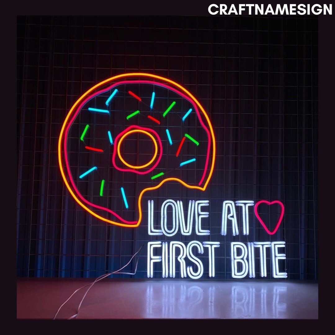 Love at First Bite Neon Sign, Sweet Donut Led Sign, Custom Neon Sign ...
