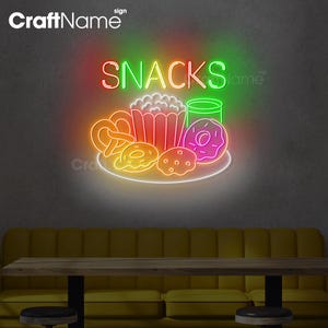 Snacks Led Wall Decor, Snack Bar Neon Wall Art, Neon Led Sign for Snack ...