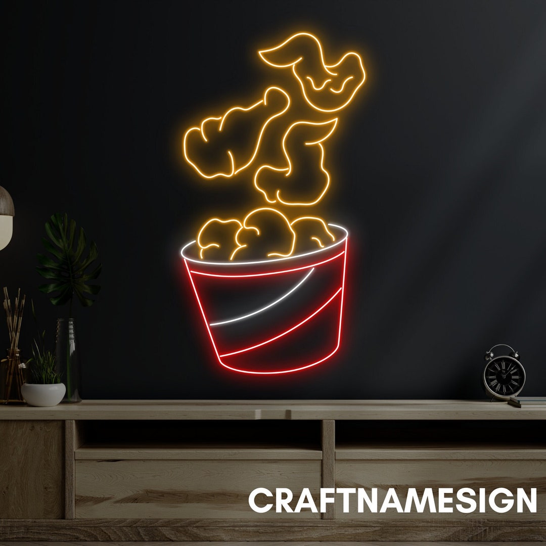 Fried Chicken Neon Sign, Fried Chicken Led Sign, Custom Neon Sign ...