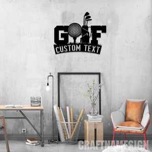 Custom Golfing Metal Wall Art LED Light, Personalized Golfer Name Sign ...