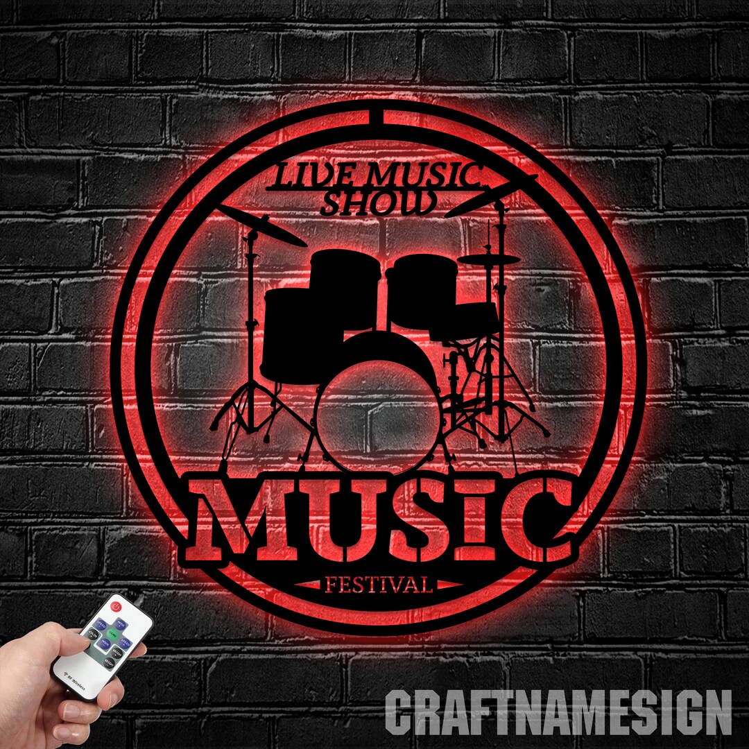 Personalized Music Audio Studio Metal Wall Art LED Light, Custom ...