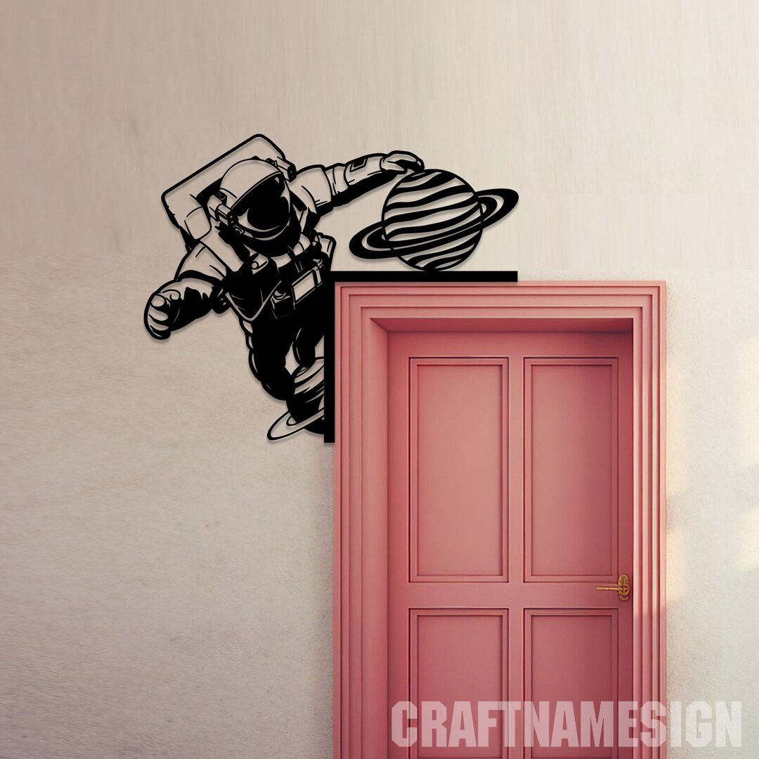 Astronaut Door Corner Metal Wall Art, Astronaut Spaceman Door Topper ...