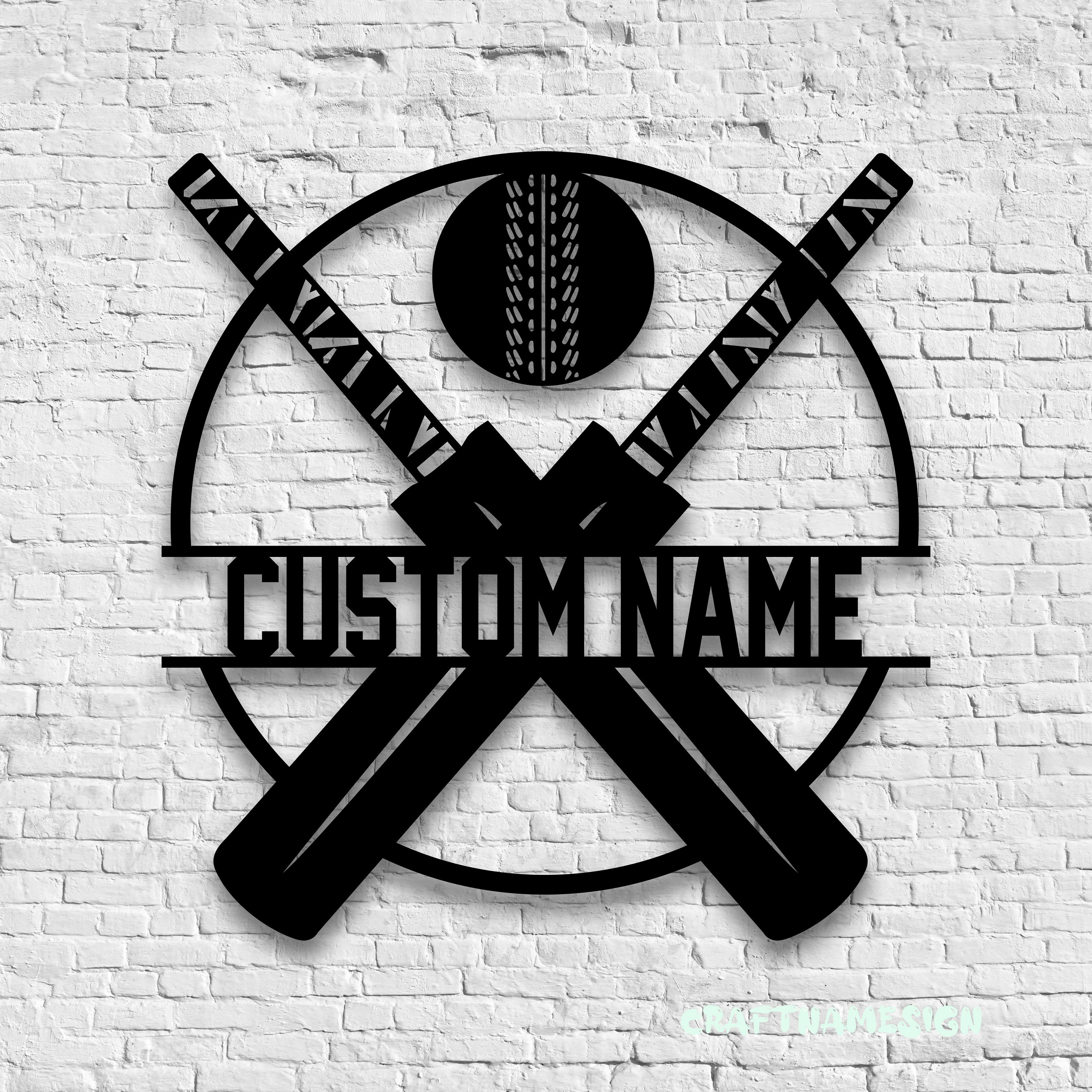 Custom Ball Cricket Bat Metal Wall Art LED Light - Personalized Cricket ...