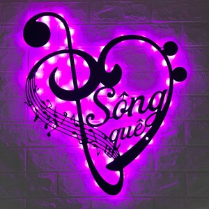 Custom Music Notes Metal Wall Art LED Light - Personalized Music Notes ...