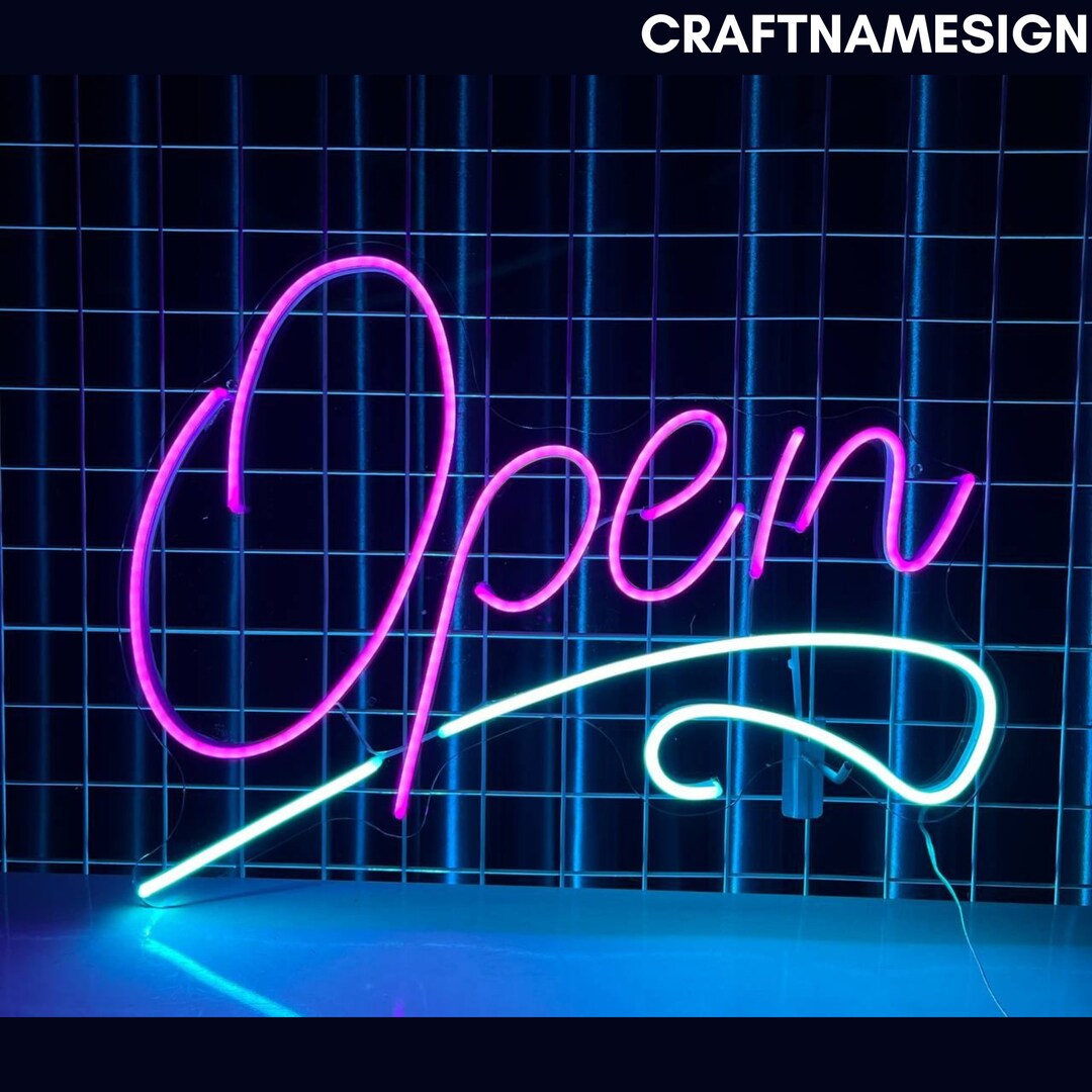 Open Neon Sign, Grand Opening Shop Neon Sign, Custom Neon Sign, Bar Pub ...