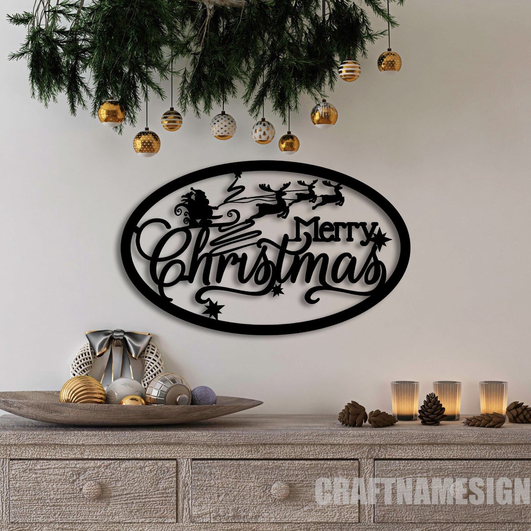 Merry Christmas Metal Wall Art Led Light, Christmas Metal Wall Art ...