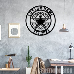 Personalized Star Family Name Metal Wall Art LED Light, Establish 2023 ...