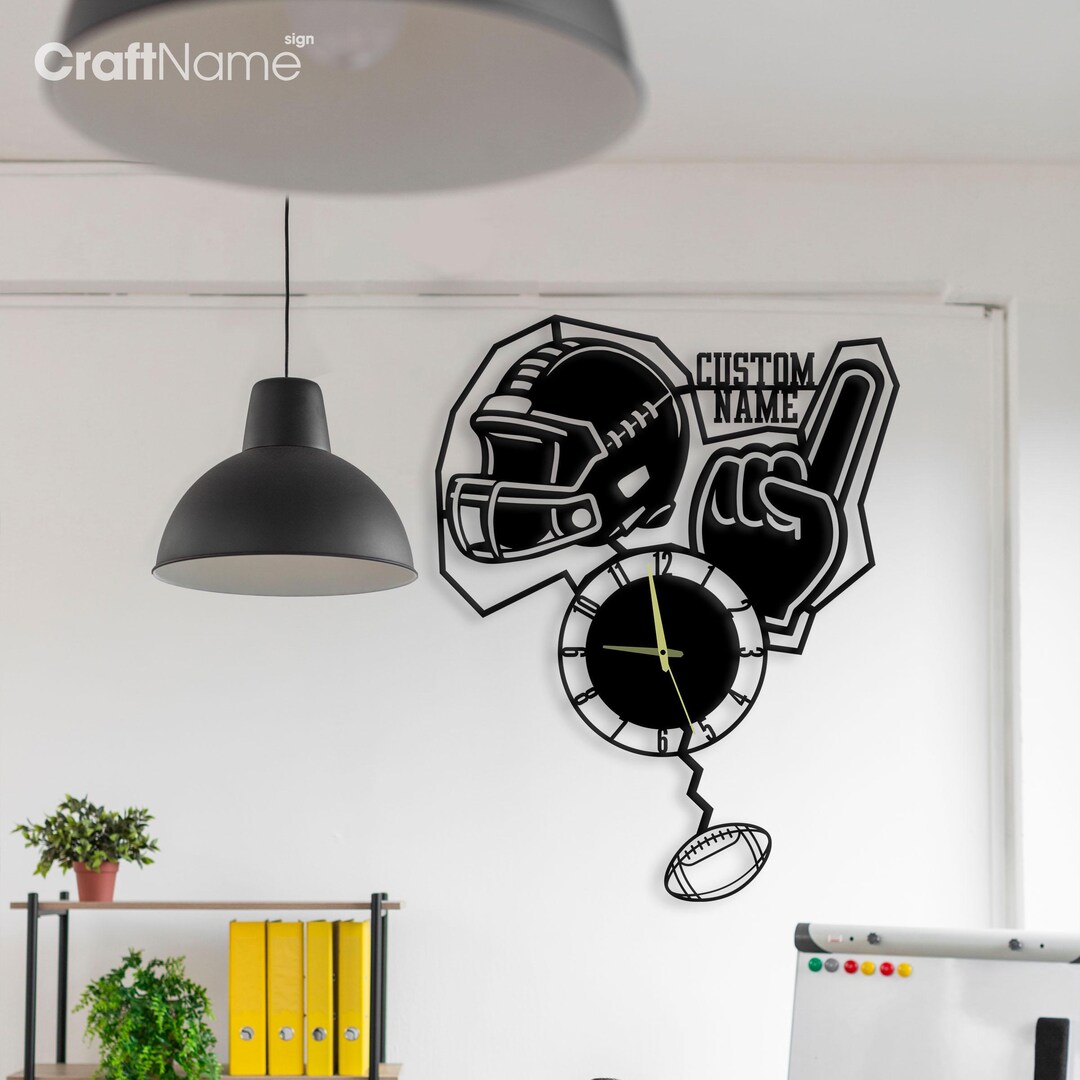 Personalized Football Pendulum Silent Movement Acrylic Wall Clock ...