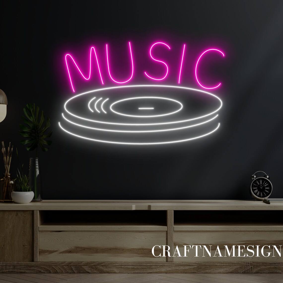 Music Record Player Neon Sign, Vinyl Record Led Sign, Custom Neon Sign ...