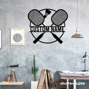 Personalized Badminton Racket Metal Wall Art LED Light - Custom ...