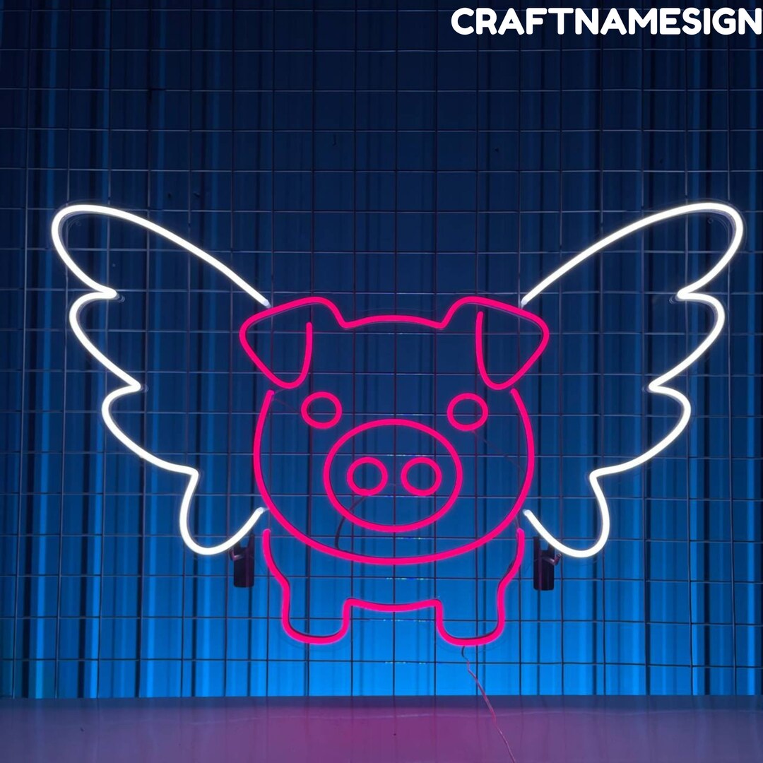 Pig Flying Neon Sign, Cool Pig Wings Flying Led Sign, Custom Neon Sign ...