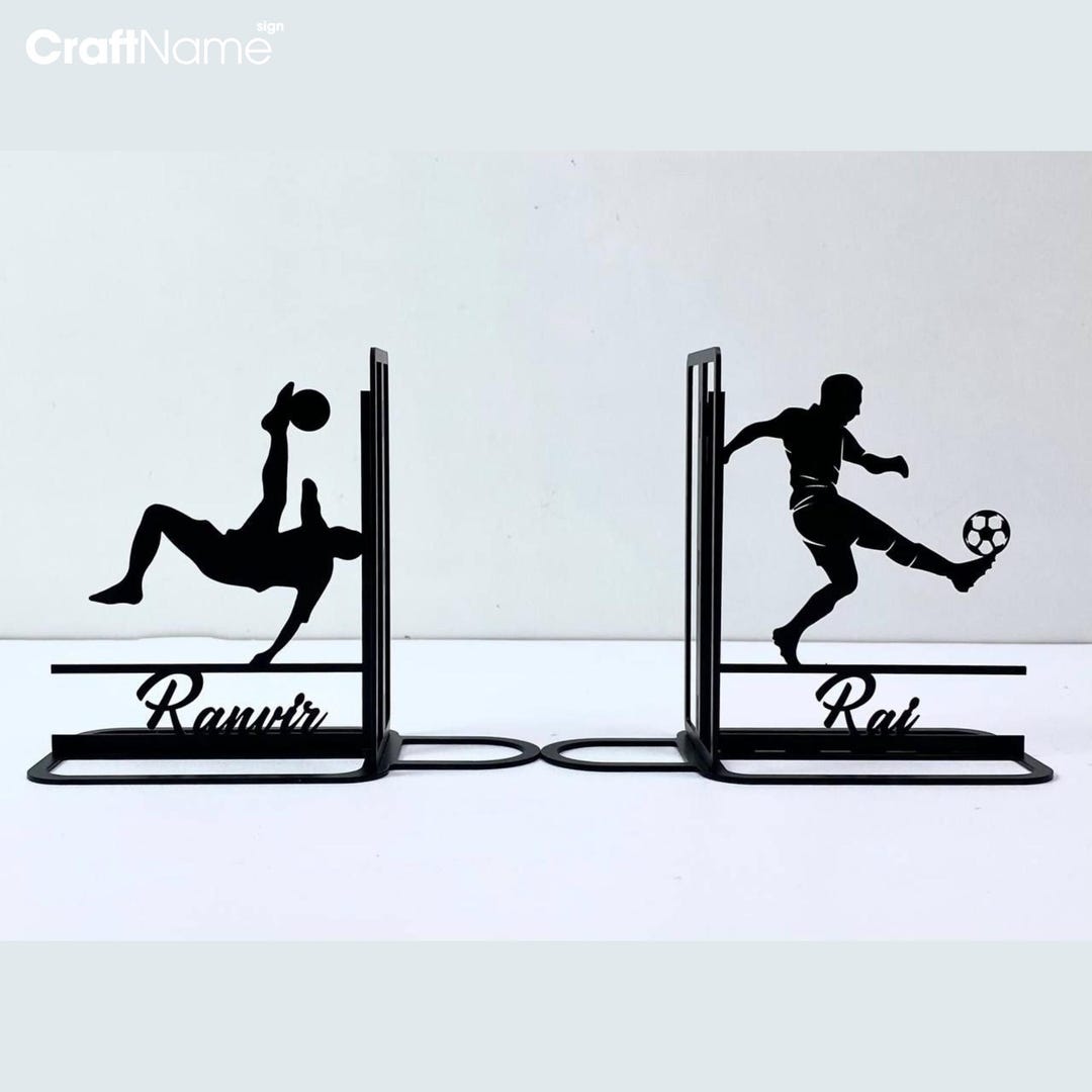 Custom Soccer Player Bookend Metal Art, Personalized Soccer Lover Name ...
