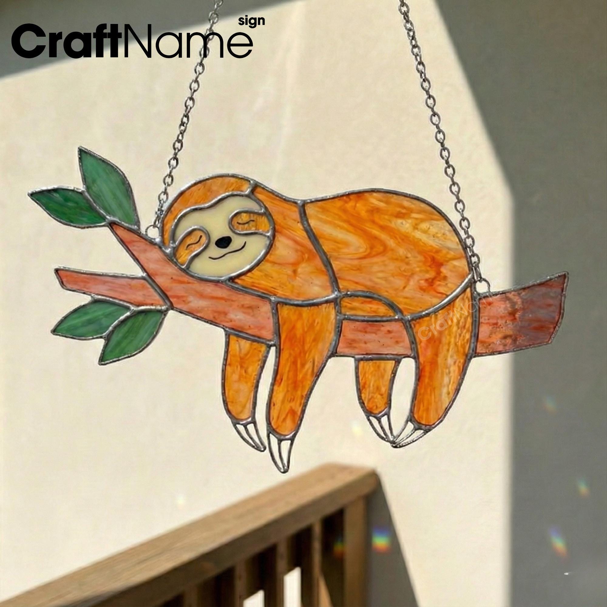 Sloth Stained Glass Suncatcher, Handmade Woodland-themed Window Hanging ...