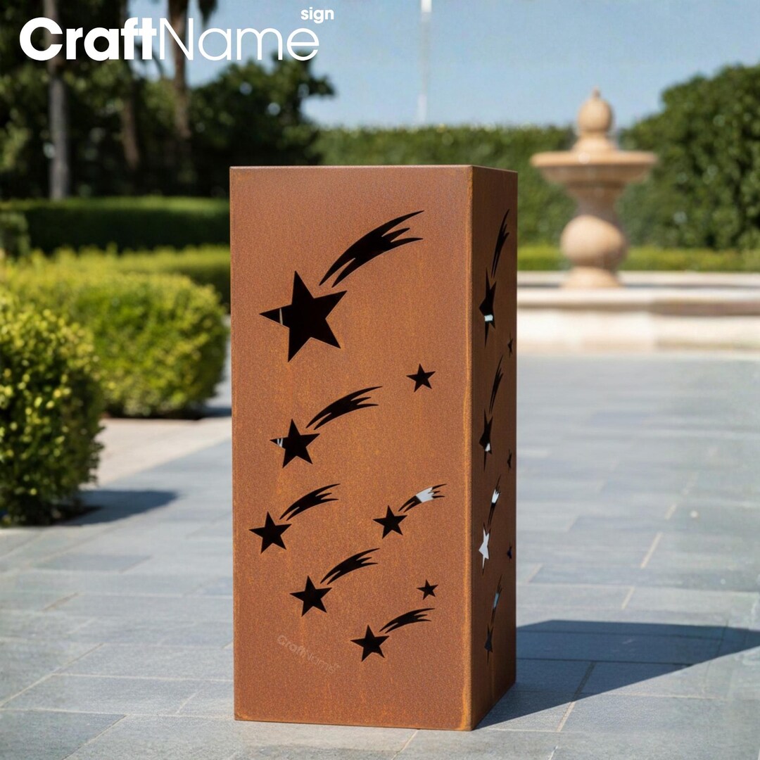 Shooting Star Rusty Metal Garden Column, Outdoor Yard Decor for Patio ...