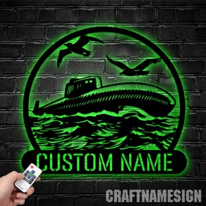 Custom Submarine Metal Sign, Submarine Metal LED Decor, Personalized ...