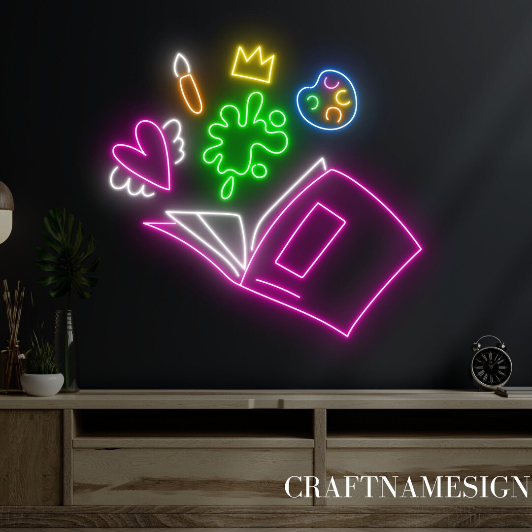 Read Book Abstract Neon Sign, Reading Books Led Sign, Custom Neon Sign ...