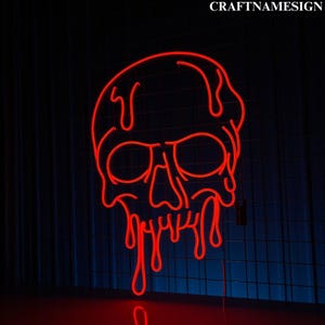 Dripping Spooky Skull Neon Sign, Skull Led Sign for Spooky Halloween ...