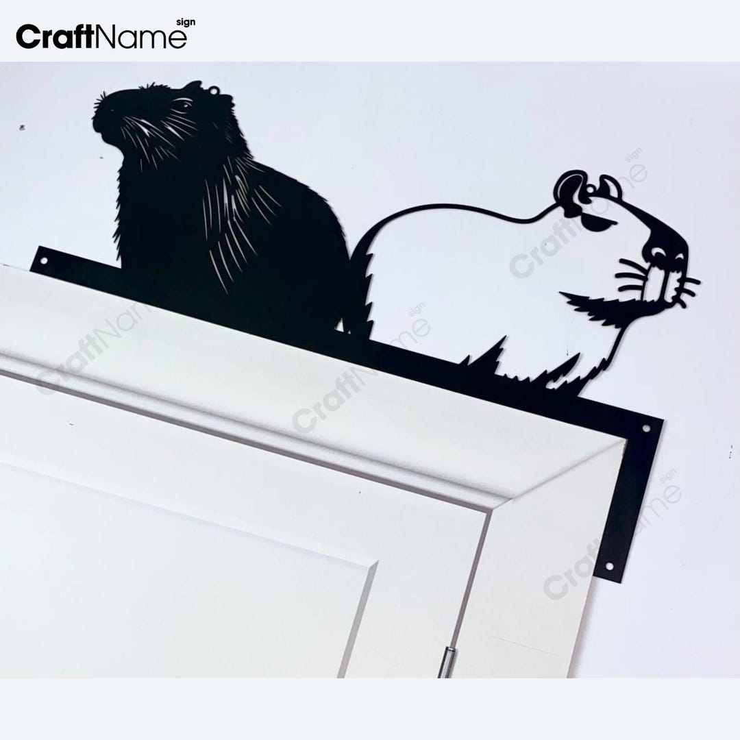 Couple Capybara Door Corner Metal Art, Capybara Door Topper, Capybara ...