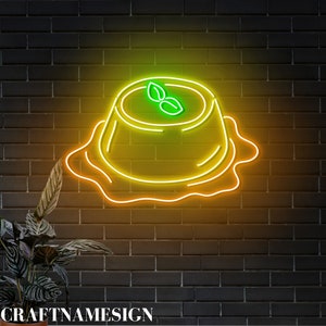 Flan Led Sign, Open Flan Dessert Shop Neon Sign, Custom Neon Led Light ...