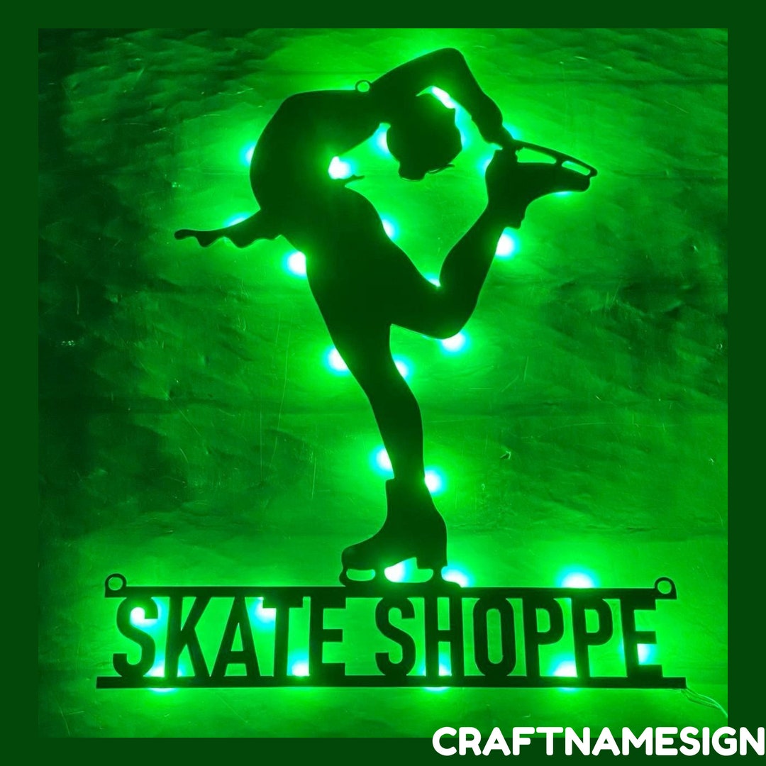 Custom Roller Skating Metal Sign, Roller Skates Sport Led Sign ...
