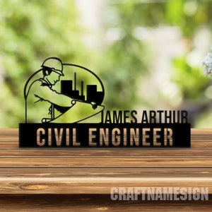 Custom Wooden Civil Engineer Desk Name Plate, Engineer Metal Nameplate ...