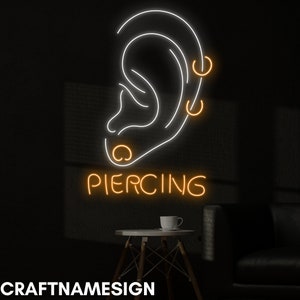 Ear Piercing Neon Sign, Ear Piercing Led Sign, Tattoo Accessaries Shop ...