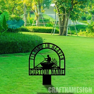 Custom Fishing Heaven Memorial Stake, Grave Marker Sign, Sympathy ...