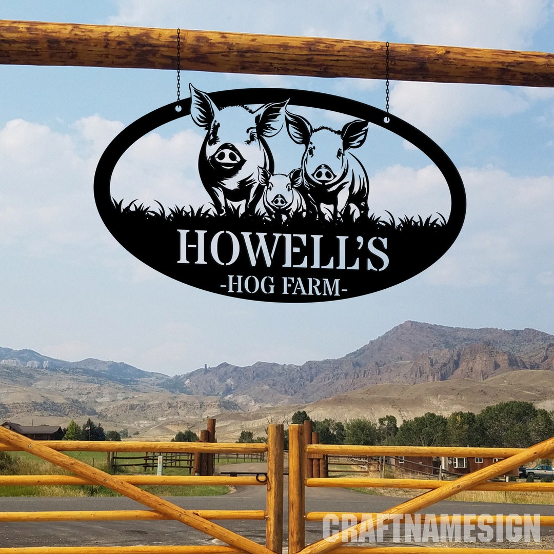 Personalized Outdoor Pig Farm Metal Sign, Metal Name Sign Outdoor ...