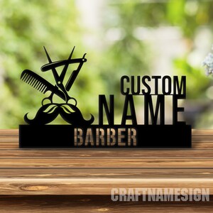 Custom Hairdresser Desk Name Plate, Barber Shop Metal Nameplate for ...