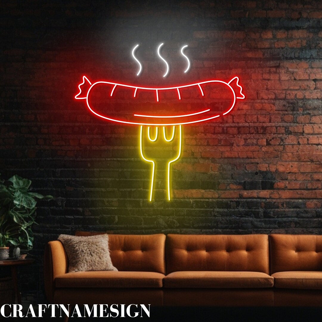 Hot Sausage Grilling Neon Sign, BBQ Led Sign, Custom Neon Lights, BBQ ...