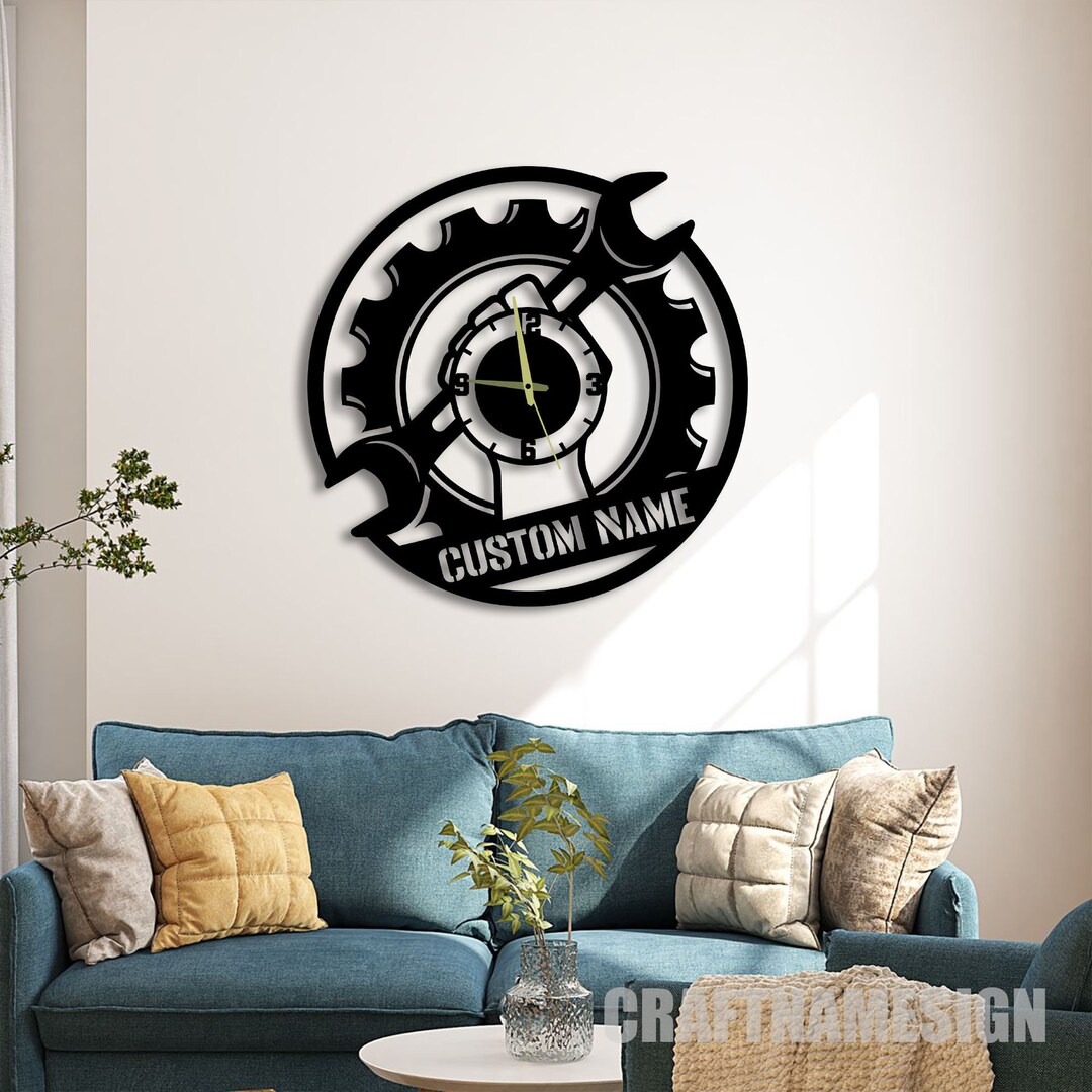 Custom Mechanic Vinyl Wall Clock, Personalized Papa's Mechanic Garage ...