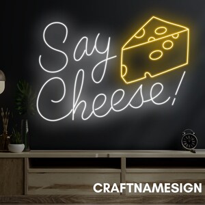 Say Cheese Neon Sign, Piece of Cheese Led Sign, Custom Neon Sign ...